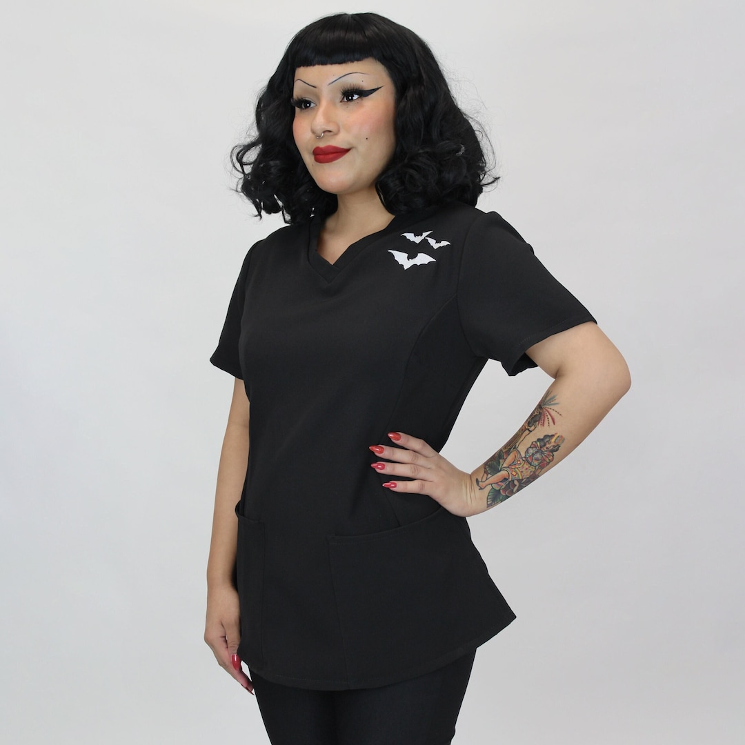 Embroidered Bat Medical Scrub for Women - Etsy