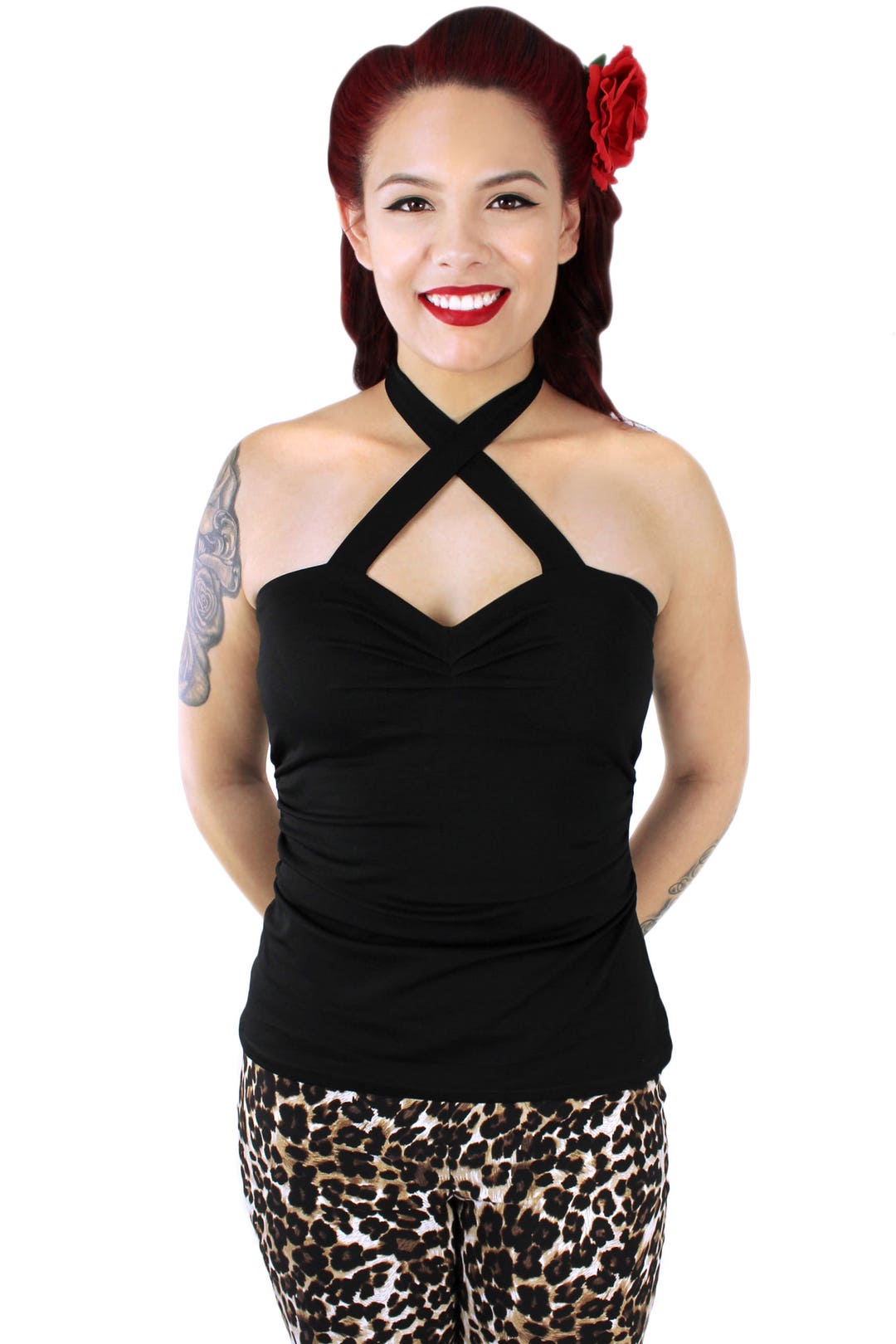 Black Criss Cross Halter Top XS-3XL - Etsy
