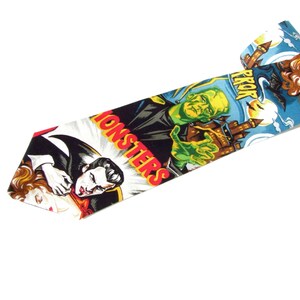 Hollywood Monster Vintage Horror Movie Pinup Frankenstein Mummy Necktie ...