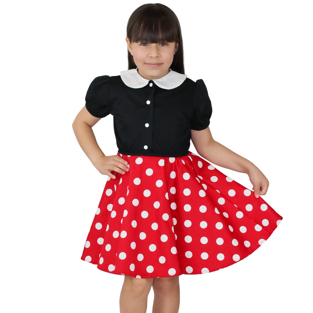 Girl's Red and White Polka Dot Dress / Minnie Inspired Dress (large ...