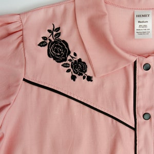 Pink Black Rose Vintage Rockabilly Western Country Women Top XS-3XL - Etsy