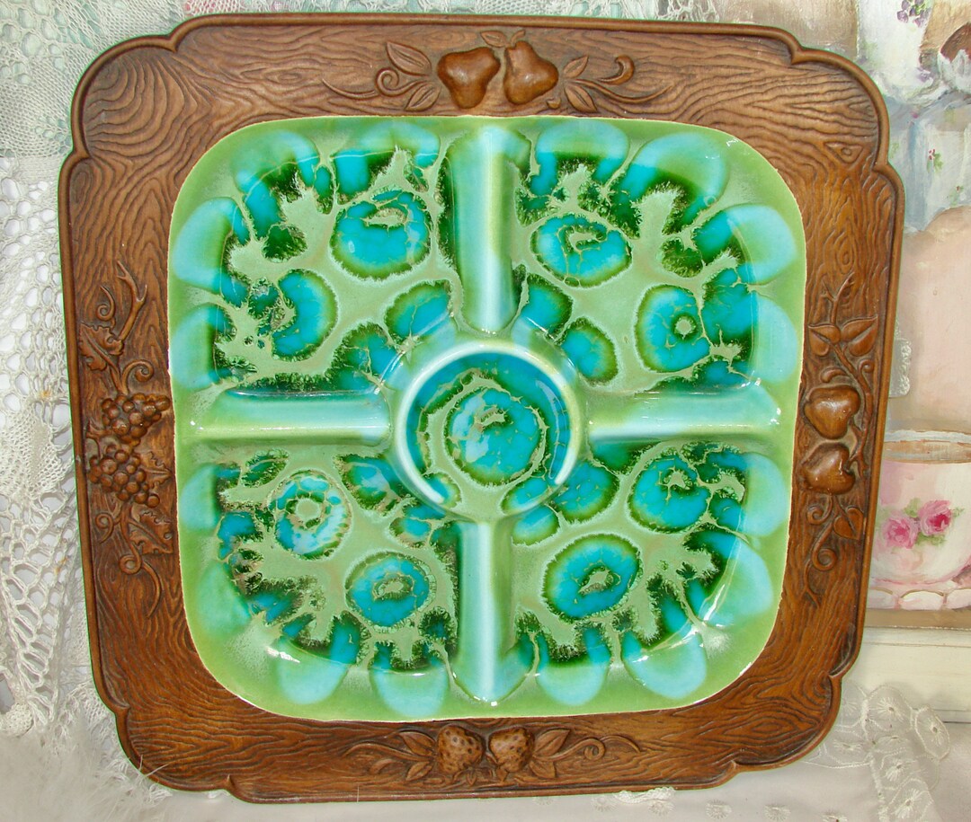 Vintage MCM Treasure Craft Divided Serving Platter - Etsy