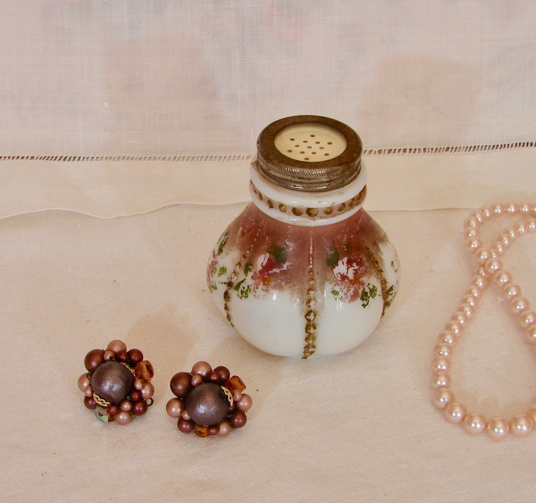 Antique Edwardian Victorian Milk Glass Powder Shaker, Hat Pin Holder ...
