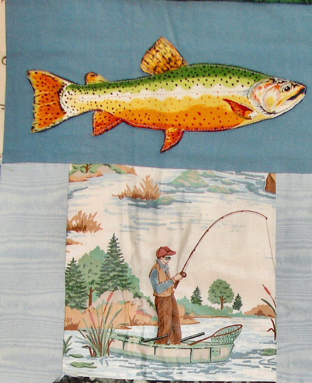 Hand Made Fish and Fisherman Quilt Wall Hanging 34 X 34 - Etsy