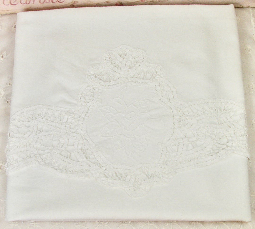 Large Vintage White Battenburg Lace Envelope Style Pillowcase - Etsy