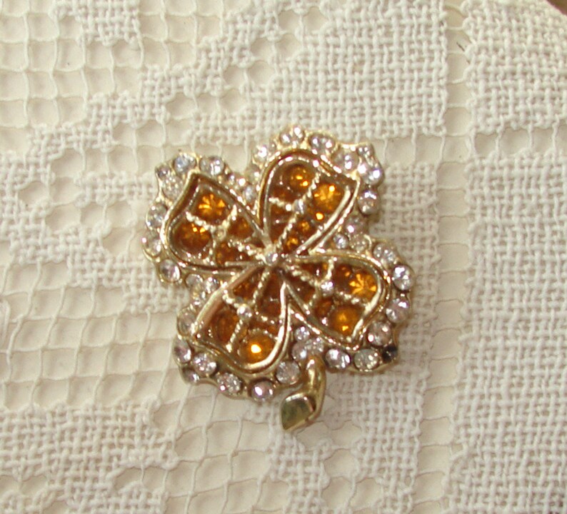 Large Vintage Rhinestone Shamrock Brooch Pin - Etsy