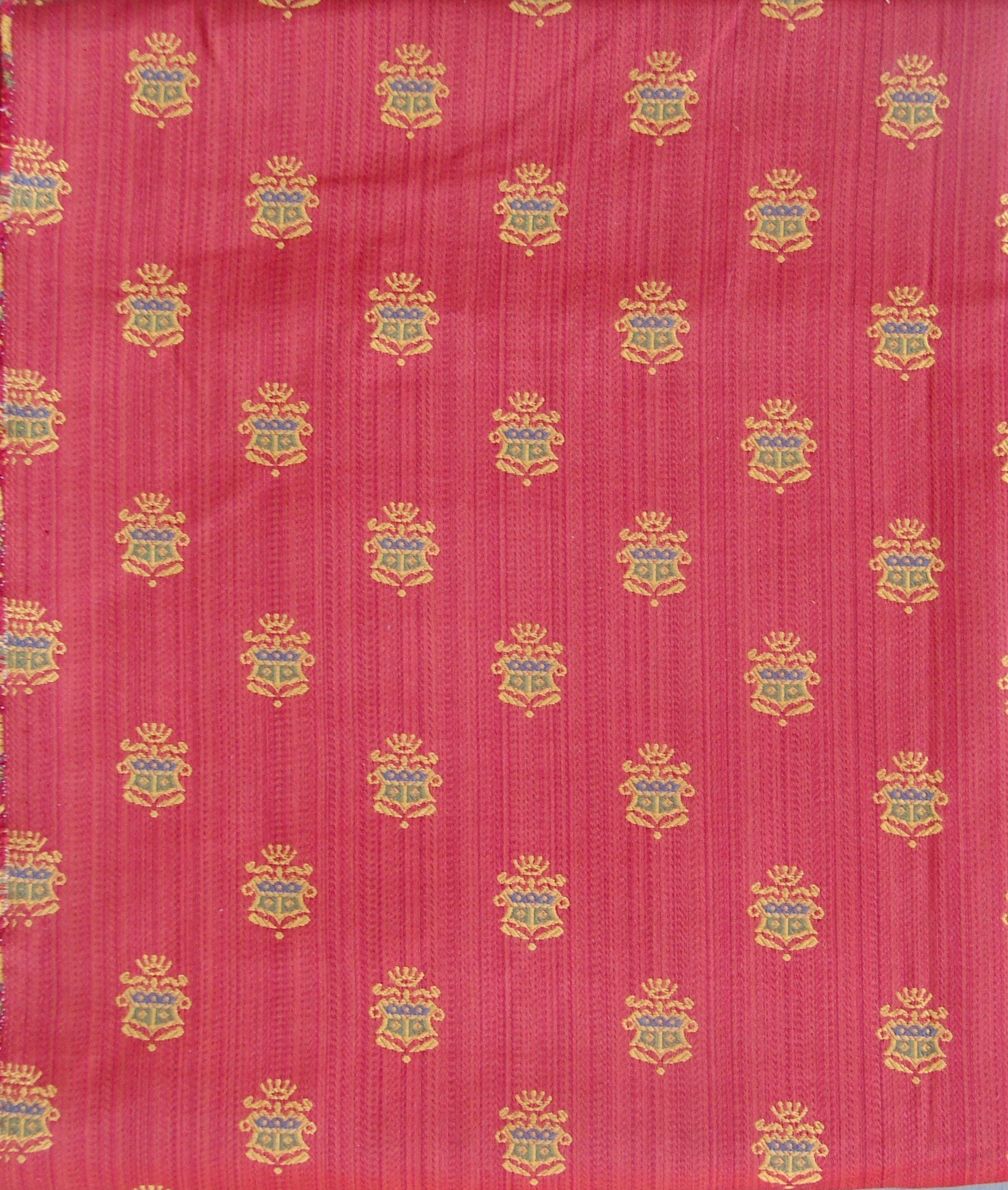 Vintage Dark Red with Gold Crests Woven Cotton Reinier | Etsy