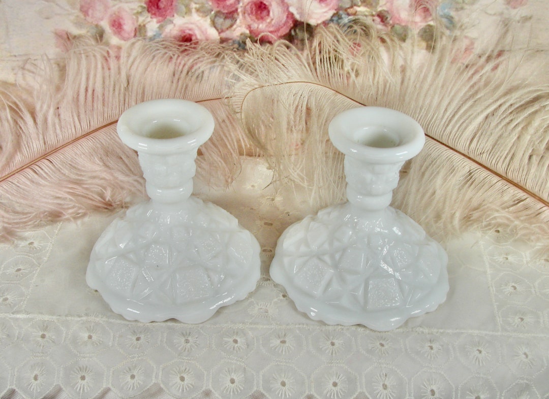 Vintage Westmoreland Milk Glass Candlesticks Candleholders- 2 Pieces - Etsy