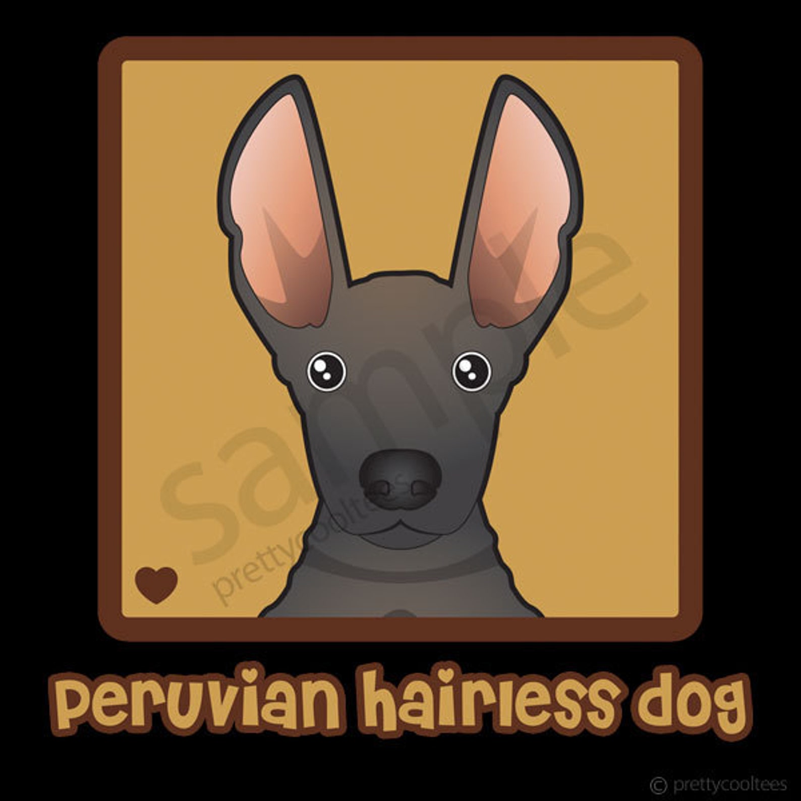 Peruvian Hairless Dog Cartoon Heart T-Shirt Tee Men's | Etsy