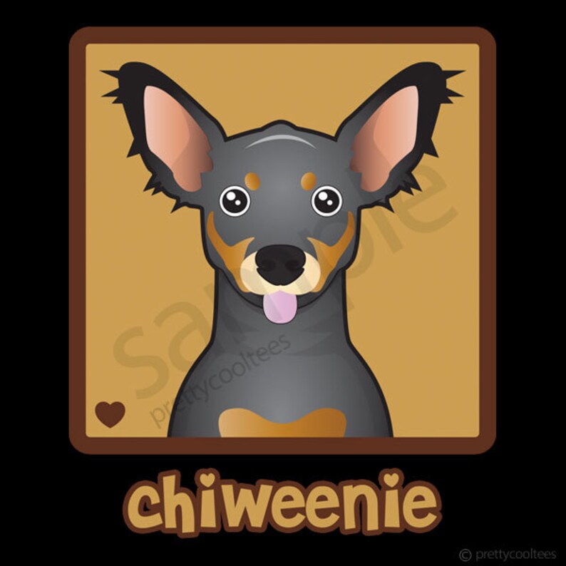 Chiweenie Cartoon Heart T-shirt Tee Men's Women's - Etsy