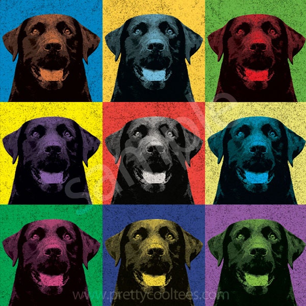 Labrador Retriever black Lab Vintage-style Pop-art T-shirt | Etsy