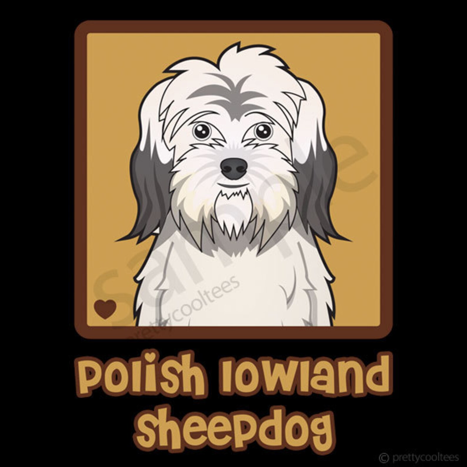 Polish Lowland Sheepdog Cartoon Heart T-shirt Tee Men's | Etsy