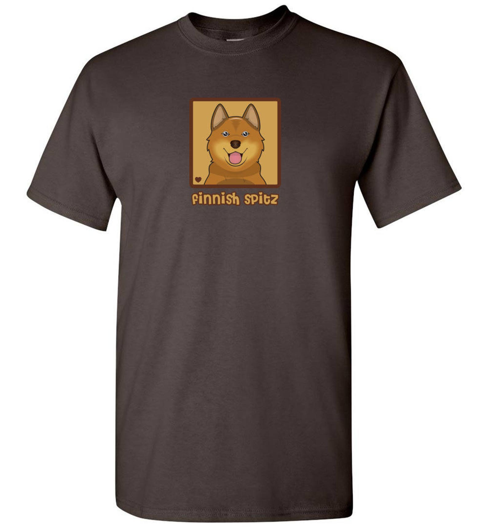 Finnish Spitz Cartoon Heart T-shirt Tee - Men's, Women's Ladies, Short ...