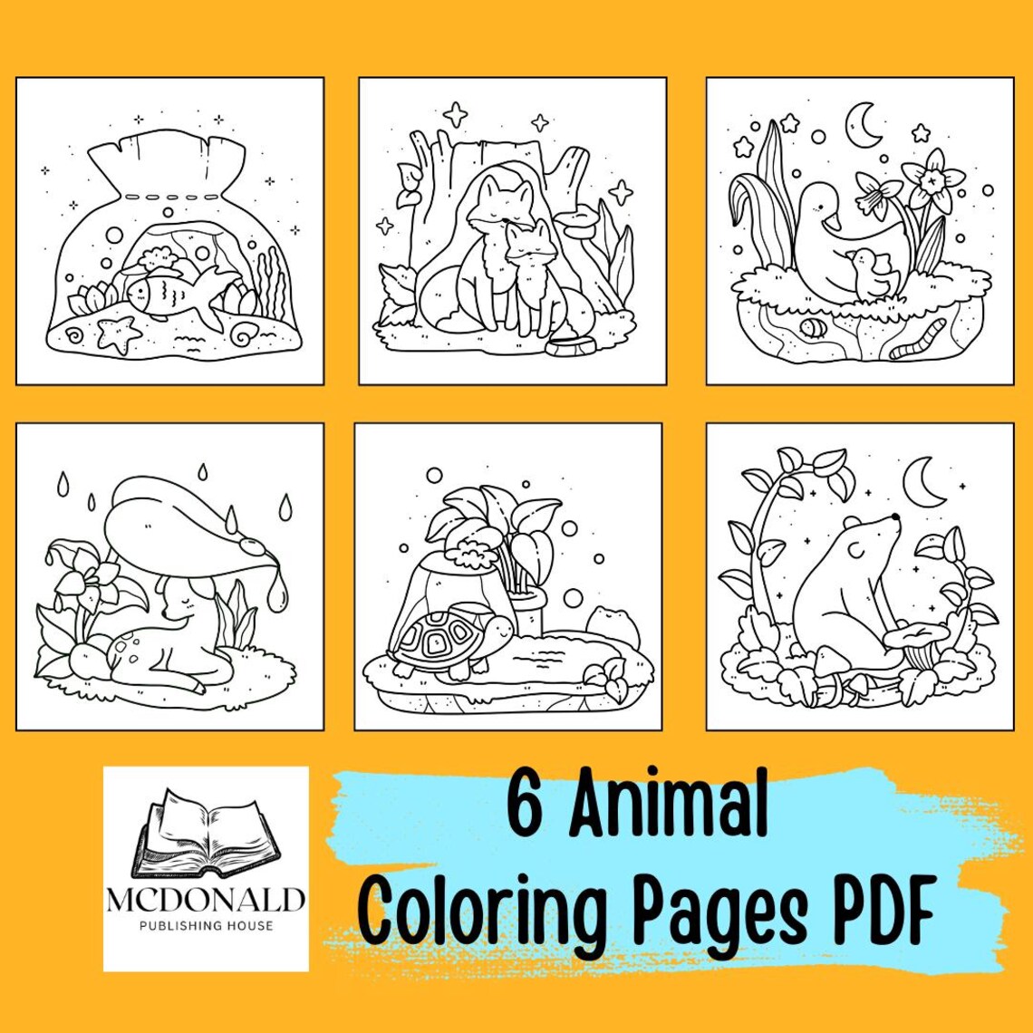 6 Animal Coloring Pages: Nature's Playground (PDF Digital Download) - Etsy