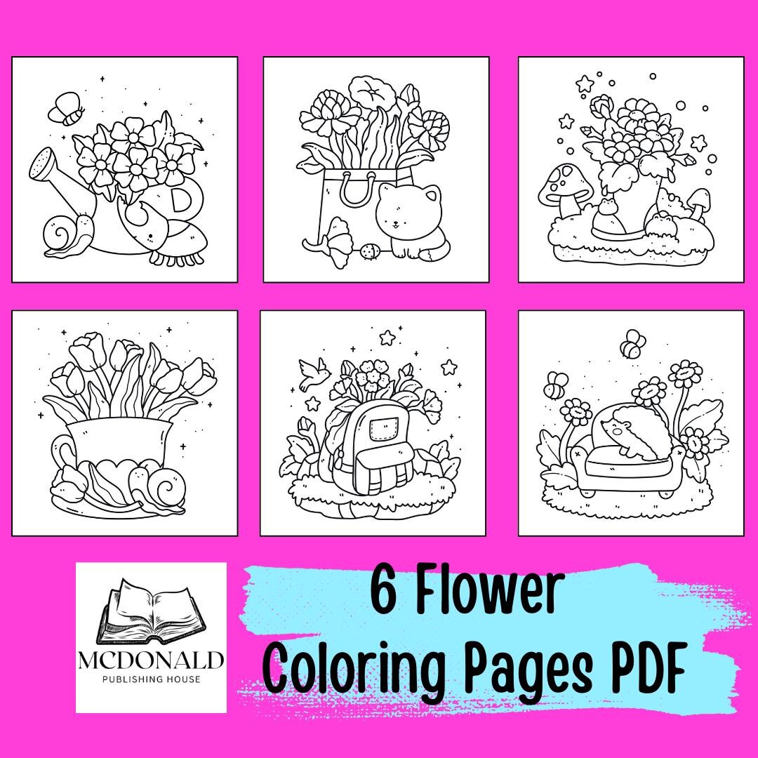 Flower Coloring Pages: Nature's Playground Designs (PDF Download) - Etsy