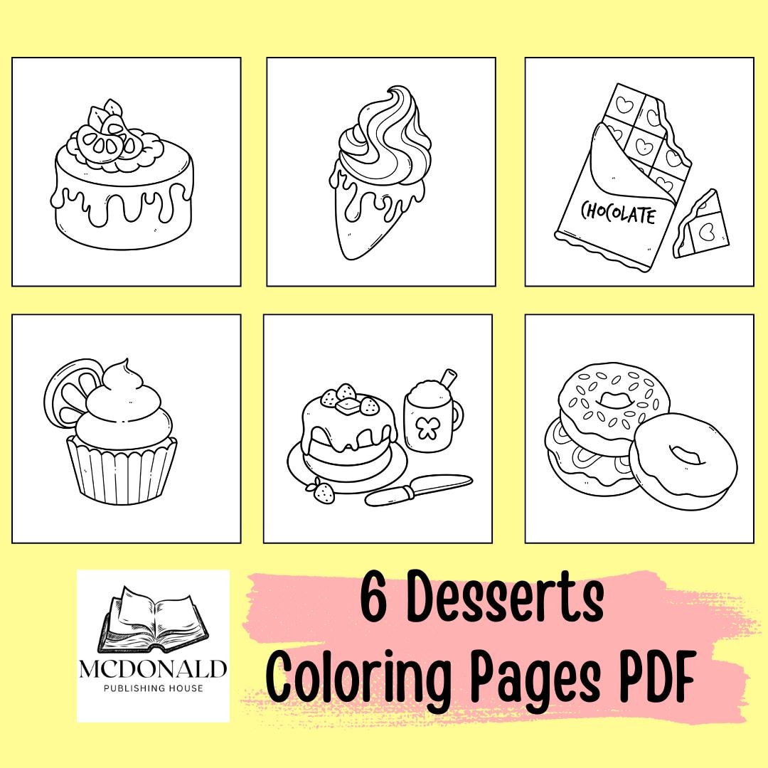 Desserts Coloring Pages: 6 Kids Activity Sheets (digital Download) - Etsy