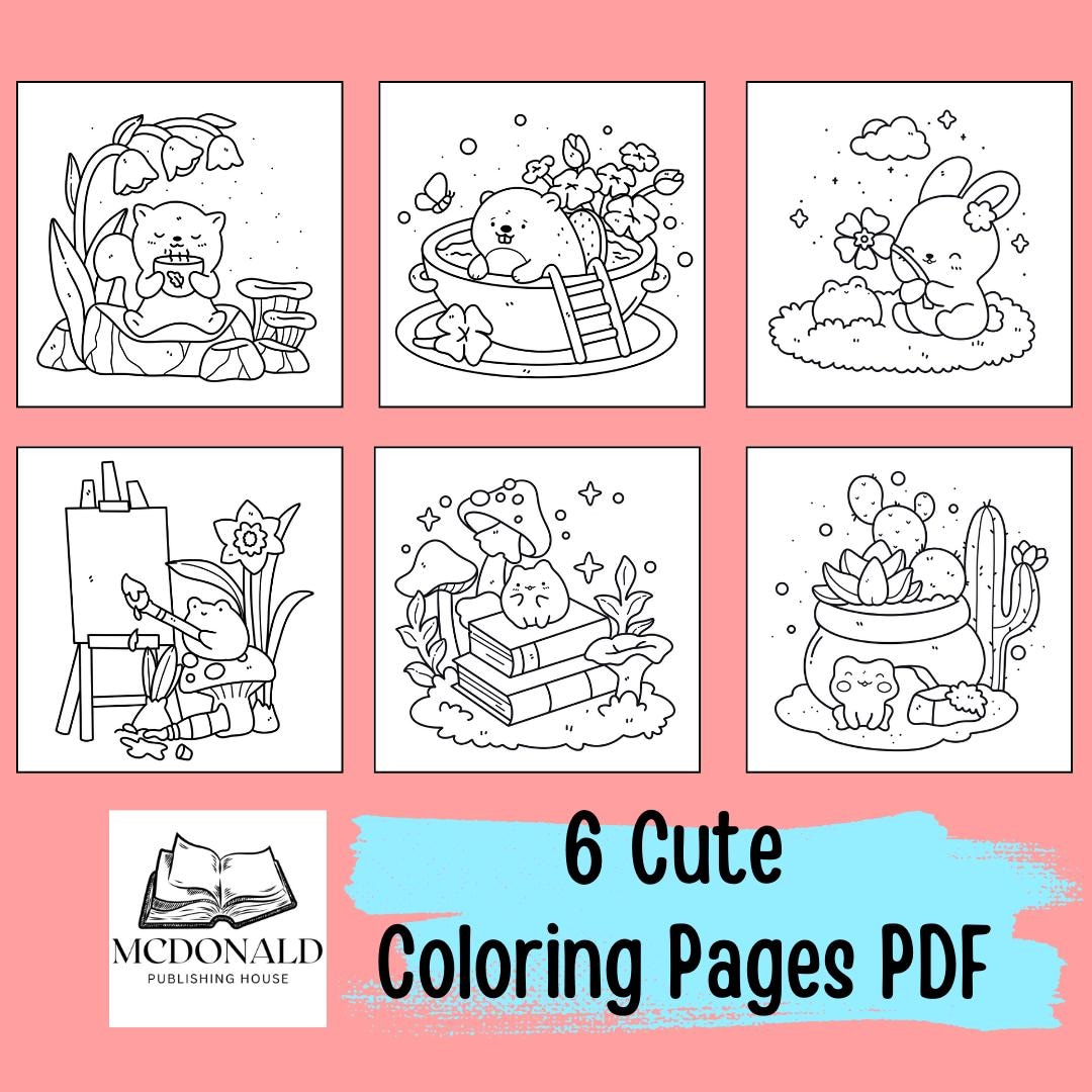 Cute Coloring Pages, Digital Coloring Book, Printable Coloring Pages - Etsy