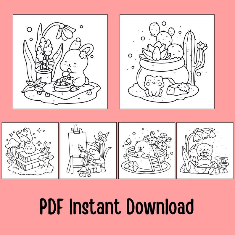 Cute Coloring Pages, Digital Coloring Book, Printable Coloring Pages - Etsy