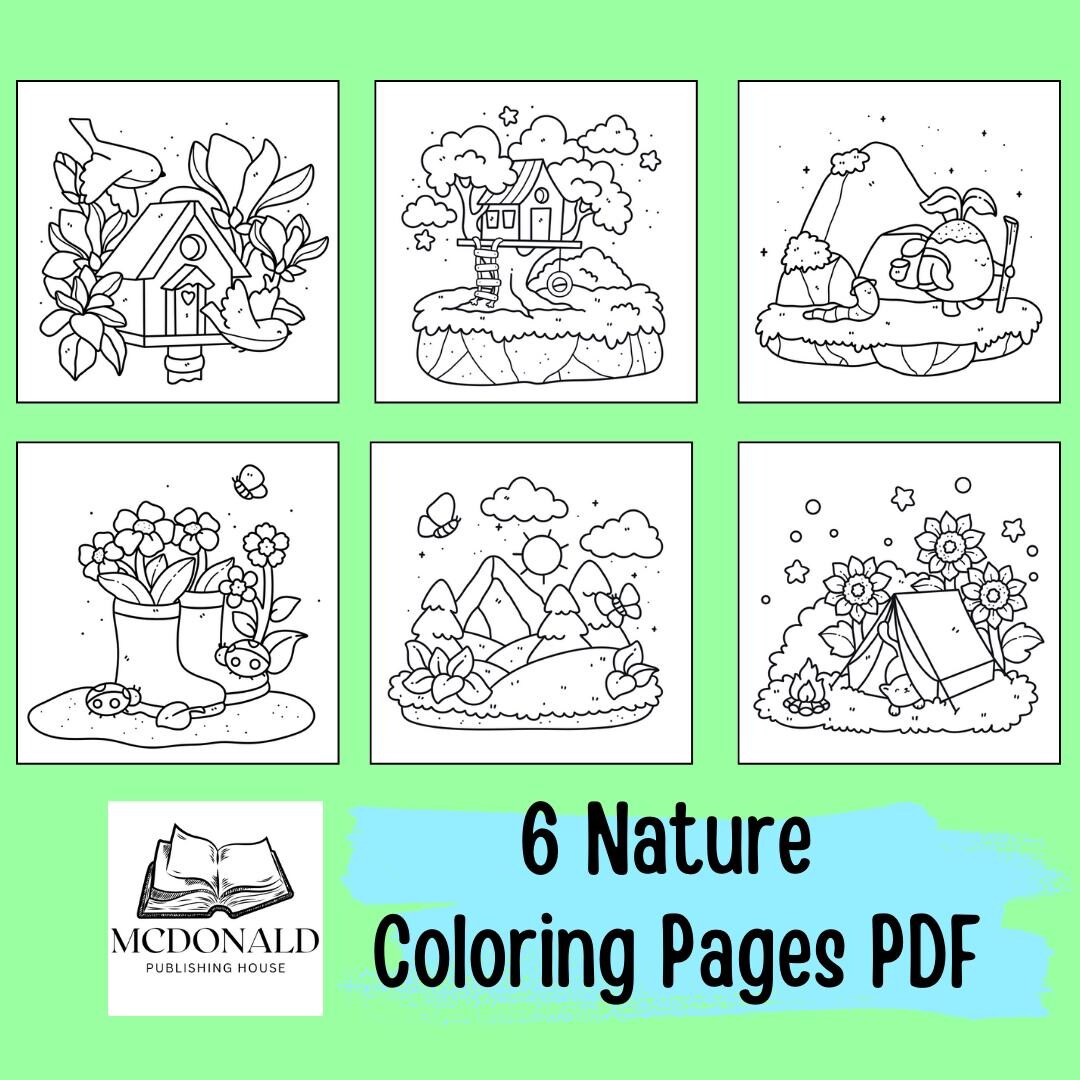 Nature Coloring Pages, Printable Coloring Pages PDF - Etsy