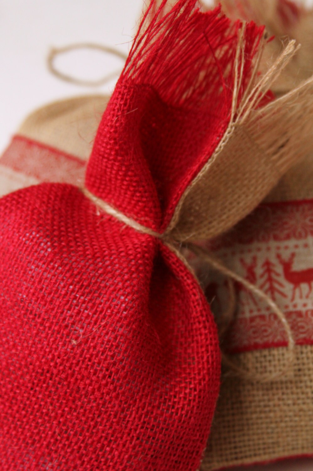 Burlap Gift Bags Set of FOUR Shabby Chic Christmas Wrapping - Etsy