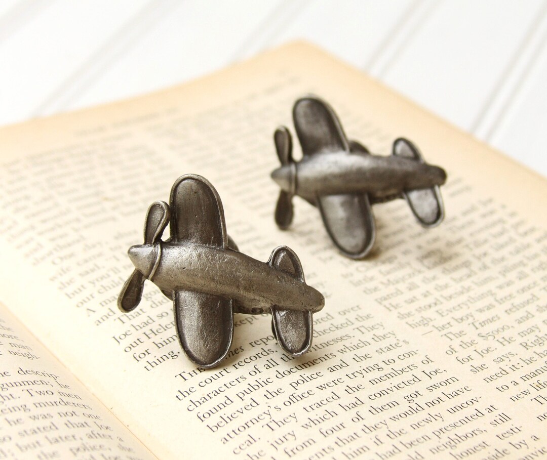 Airplane Drawer Knobs, Cabinet Knobs, Set of Two, Metal, Pilot Gift ...