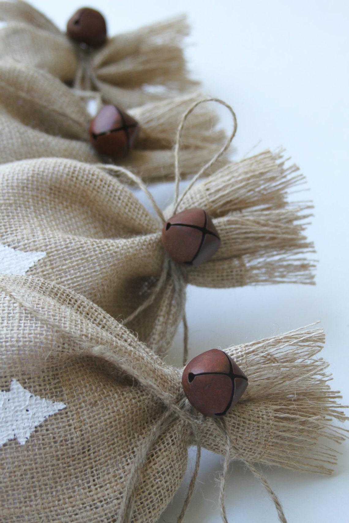 Burlap Gift Bags White Christmas Tree Set of FOUR 7 X - Etsy