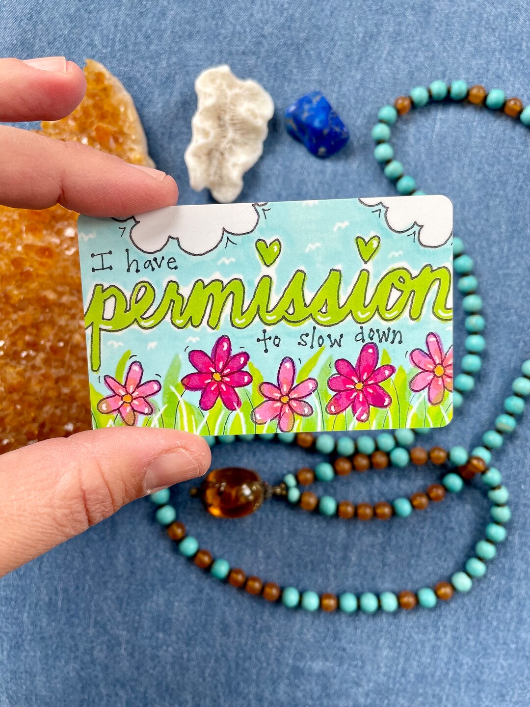 Permission to Slow Down Wallet Cards Inspirational Positive Message ...