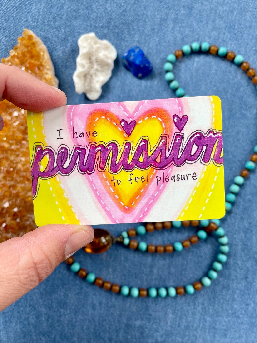 Permission to Feel Pleasure Wallet Cards Inspirational Positive Message ...