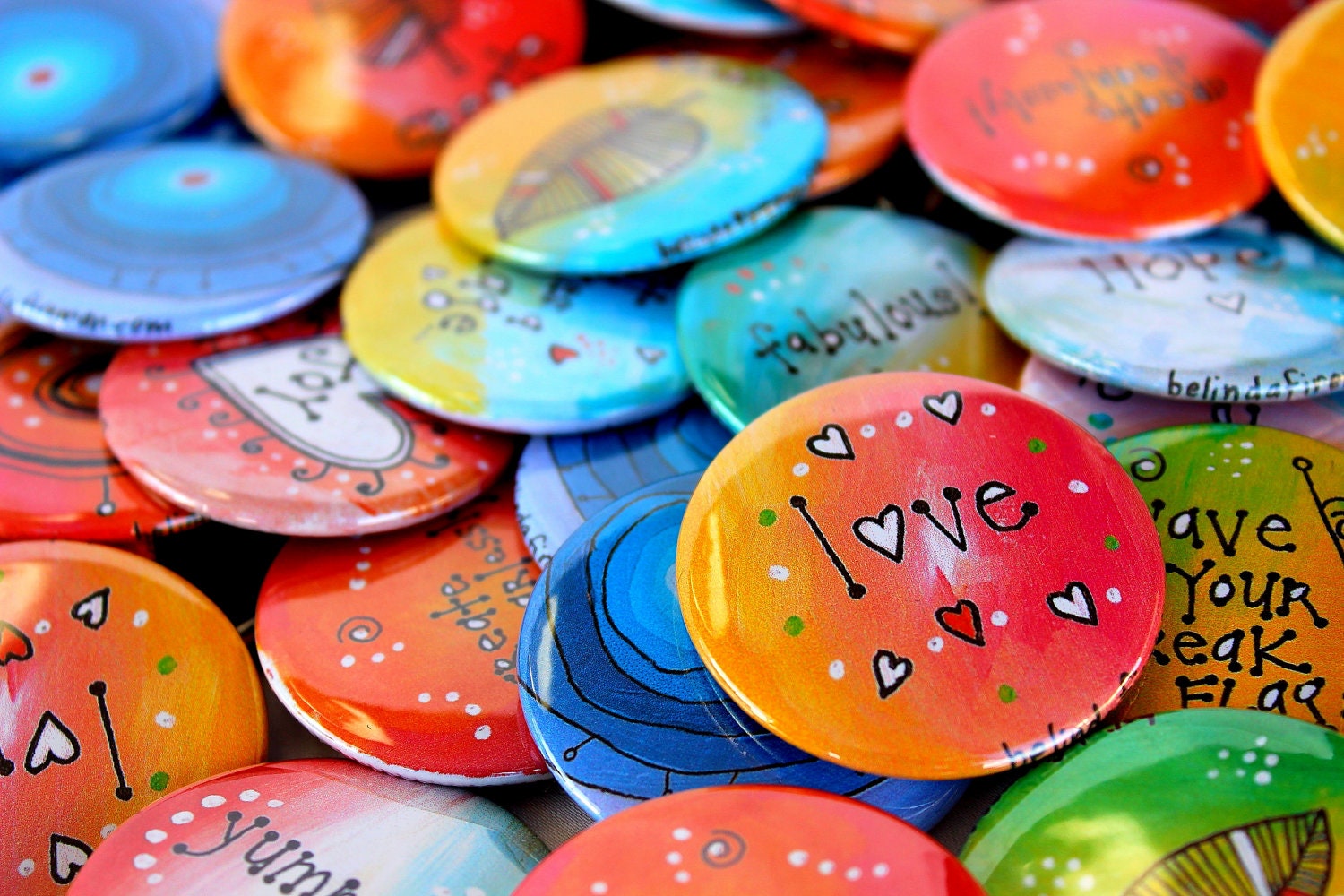 Pinback Buttons Rainbow Original Colorful Inspirational Artwork Choose ...