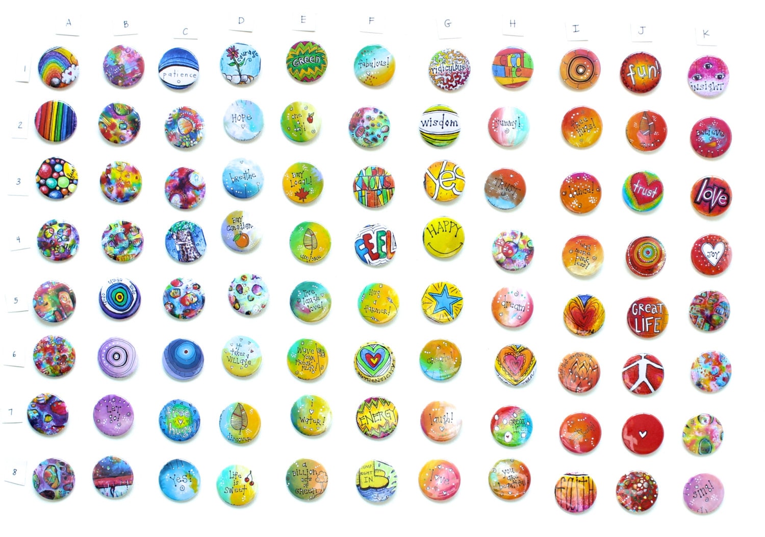 Pinback Buttons Rainbow Original Colorful Inspirational | Etsy