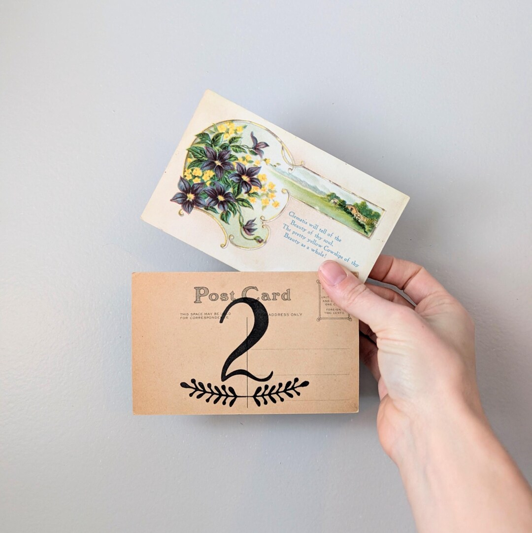 Authentic Antique Floral Postcard Table Numbers - Weddings and Special ...