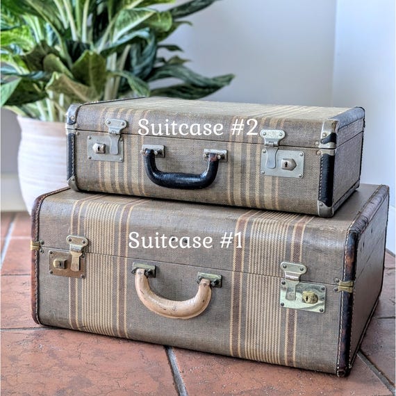 Vintage Striped Suitcases - Hard Sided Suitcases - Ci… - Gem