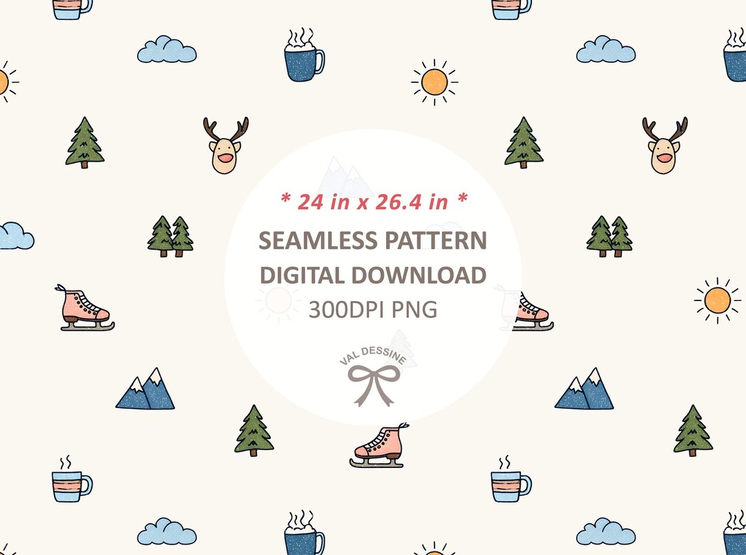 Winter Doodles Seamless Repeat Pattern Png, Nordic Kids Fashion Print ...