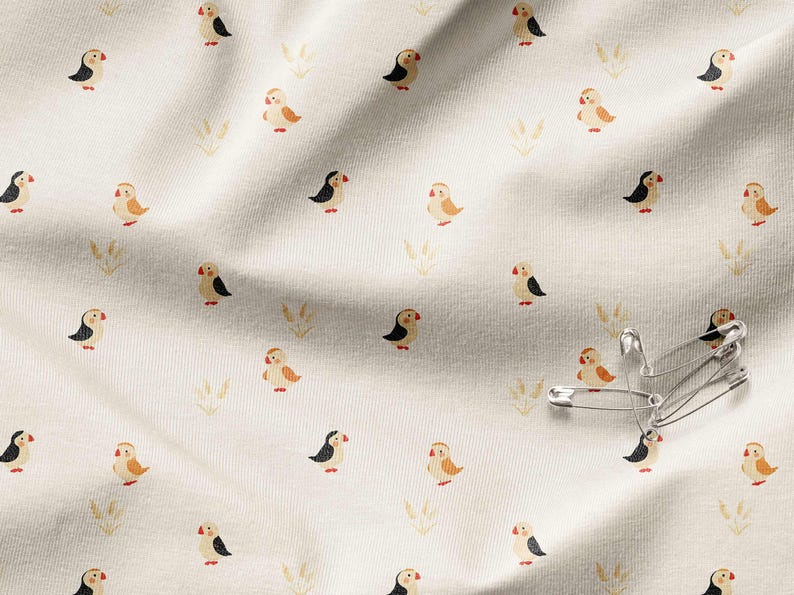 Puffin Bird Seamless Pattern, Cute Animal Printable Fabric, Children ...