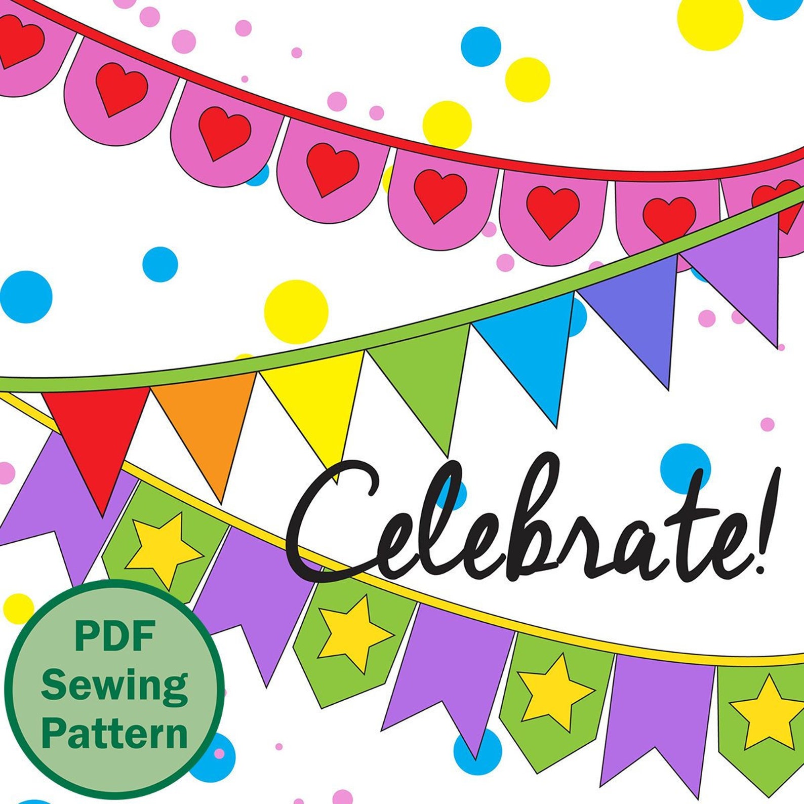 Celebrate BANNER Bunting PDF Sewing Pattern 5 Shapes 4 | Etsy