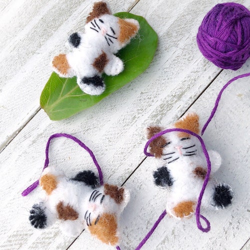 Tiny Cat Stuffed Animal Miniature Felt Kitty Handmade Plush - Etsy