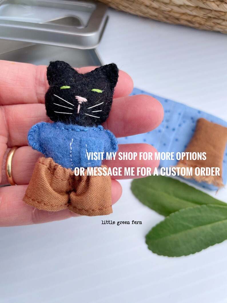Tin Toy With Felt Cat Play Set, Mini Ginger Striped Cat, Travel Toy ...