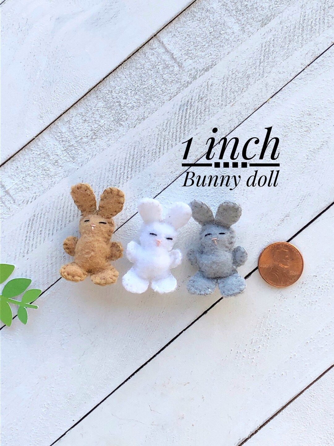 Miniature Felt Stuffed Bunny Rabbit. 1 Inch Bunny Doll. Tiny Stuffed ...