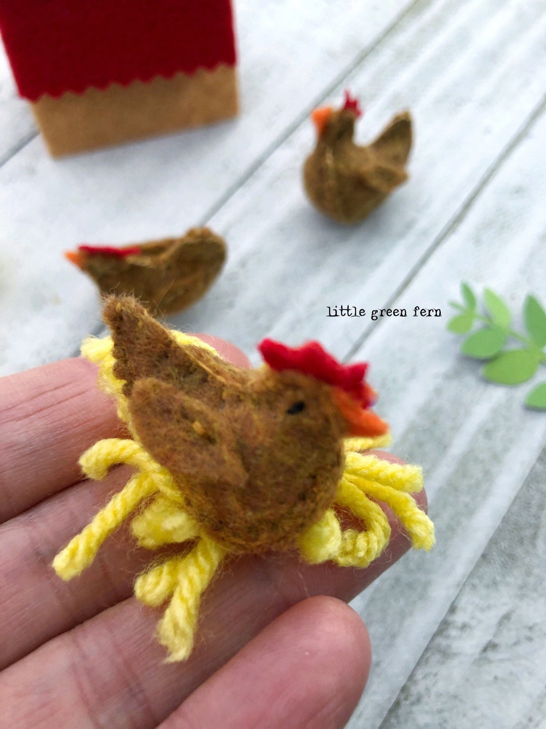 Miniature Felt Stuffed Chicken Plushie, Brown Hen Toy for Waldorf Small ...