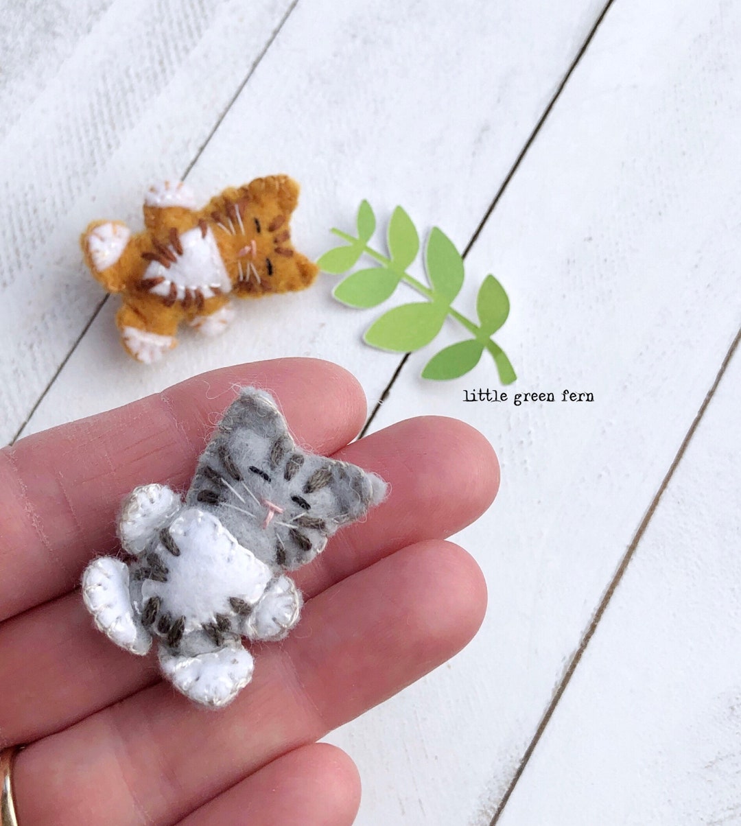 Tiny Stuffed Gray and White Tabby Cat With White Socks and Belly OR ...