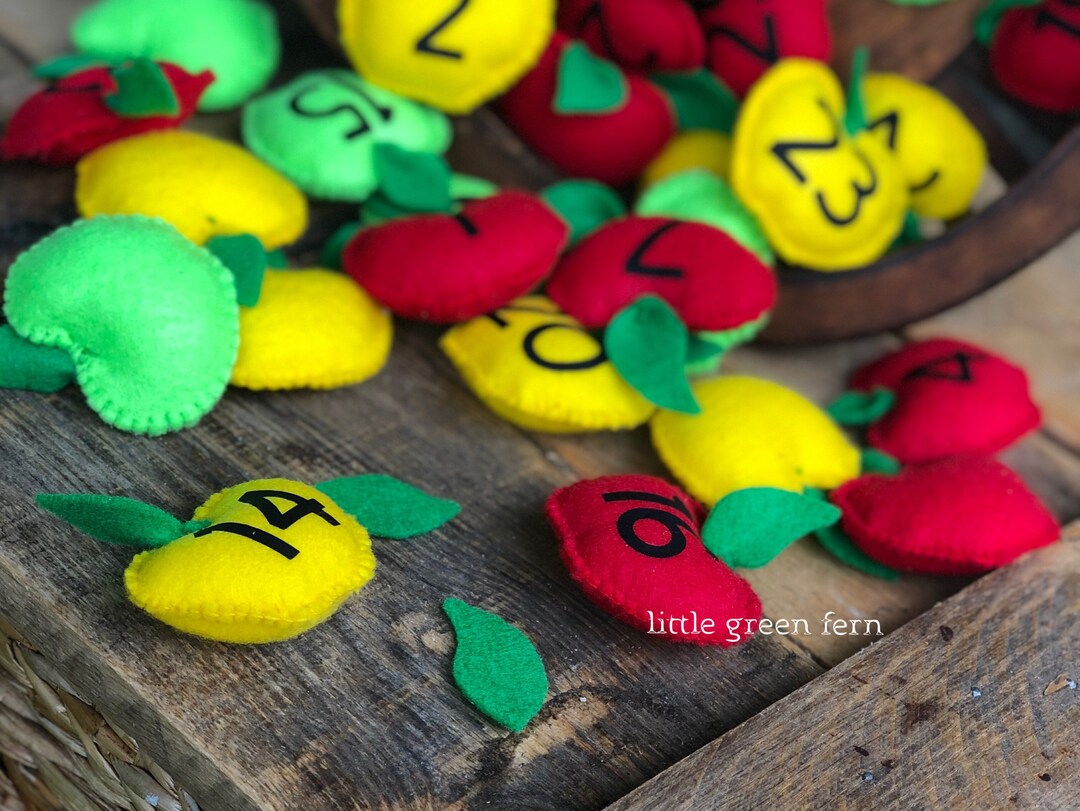 Felt Stuffed Apples for Counting Practice, Calendar Numbers, Teacher ...