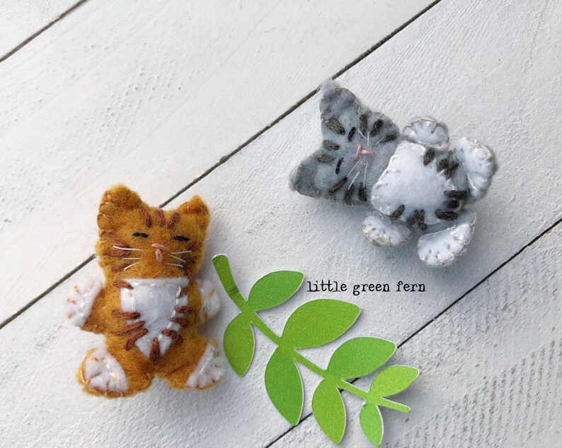 Tiny Stuffed Gray and White Tabby Cat With White Socks and Belly OR ...