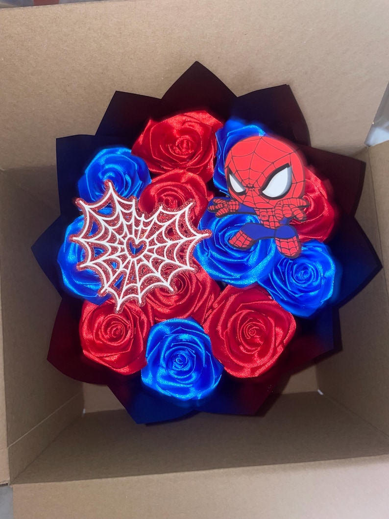 Spiderman Theme Eternal Rose Bouquet - Etsy
