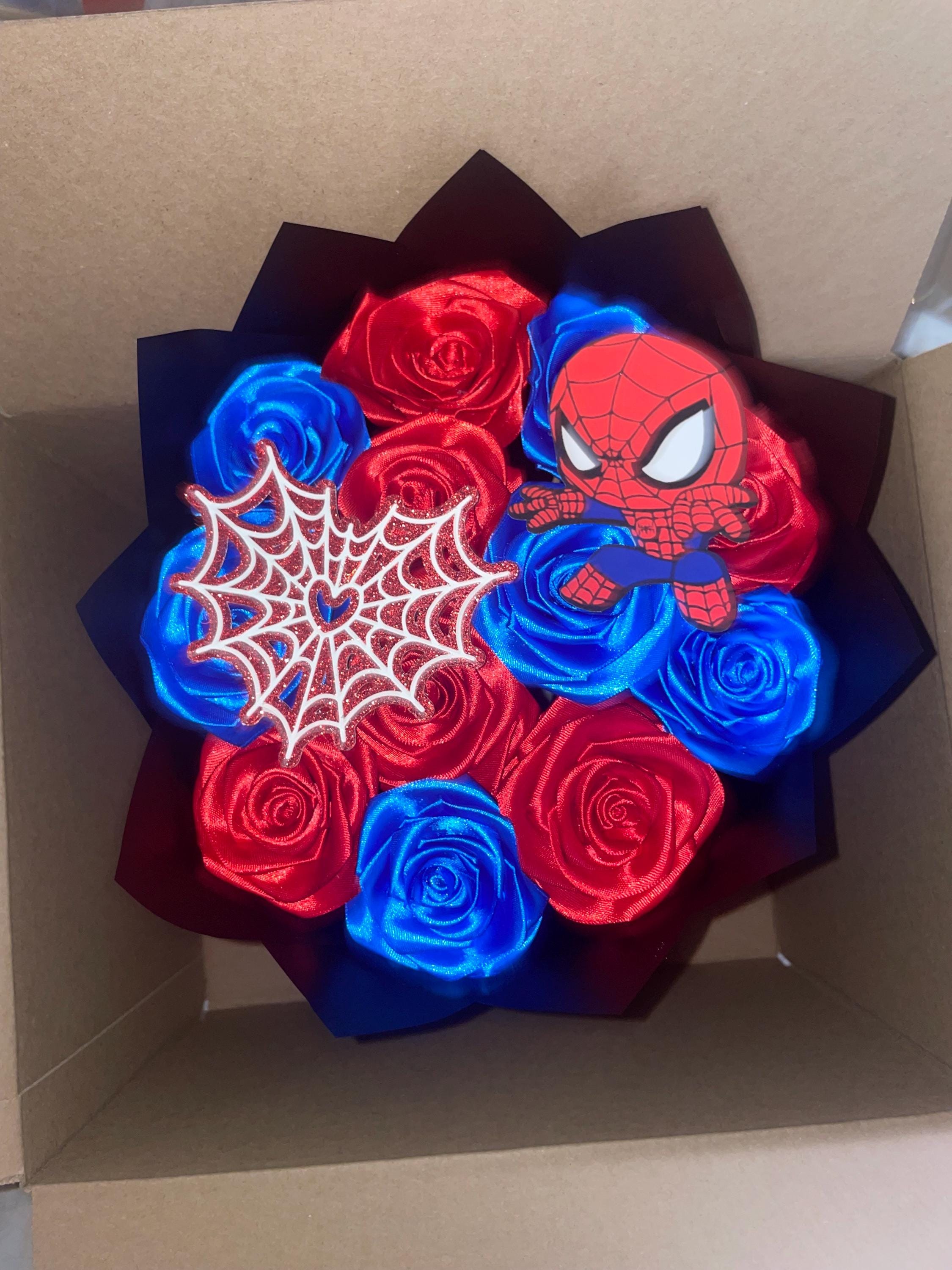 Spiderman Theme Eternal Rose Bouquet - Etsy