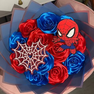 Spiderman Theme Eternal Rose Bouquet - Etsy