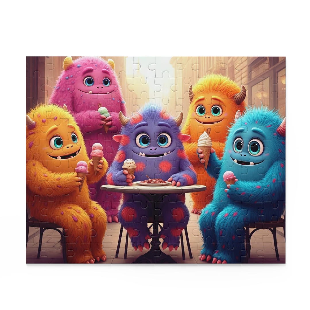 Jigsaw Puzzle - Cute Monsters in Ice Cream Cafe 120, 250 or 500 Pieces ...