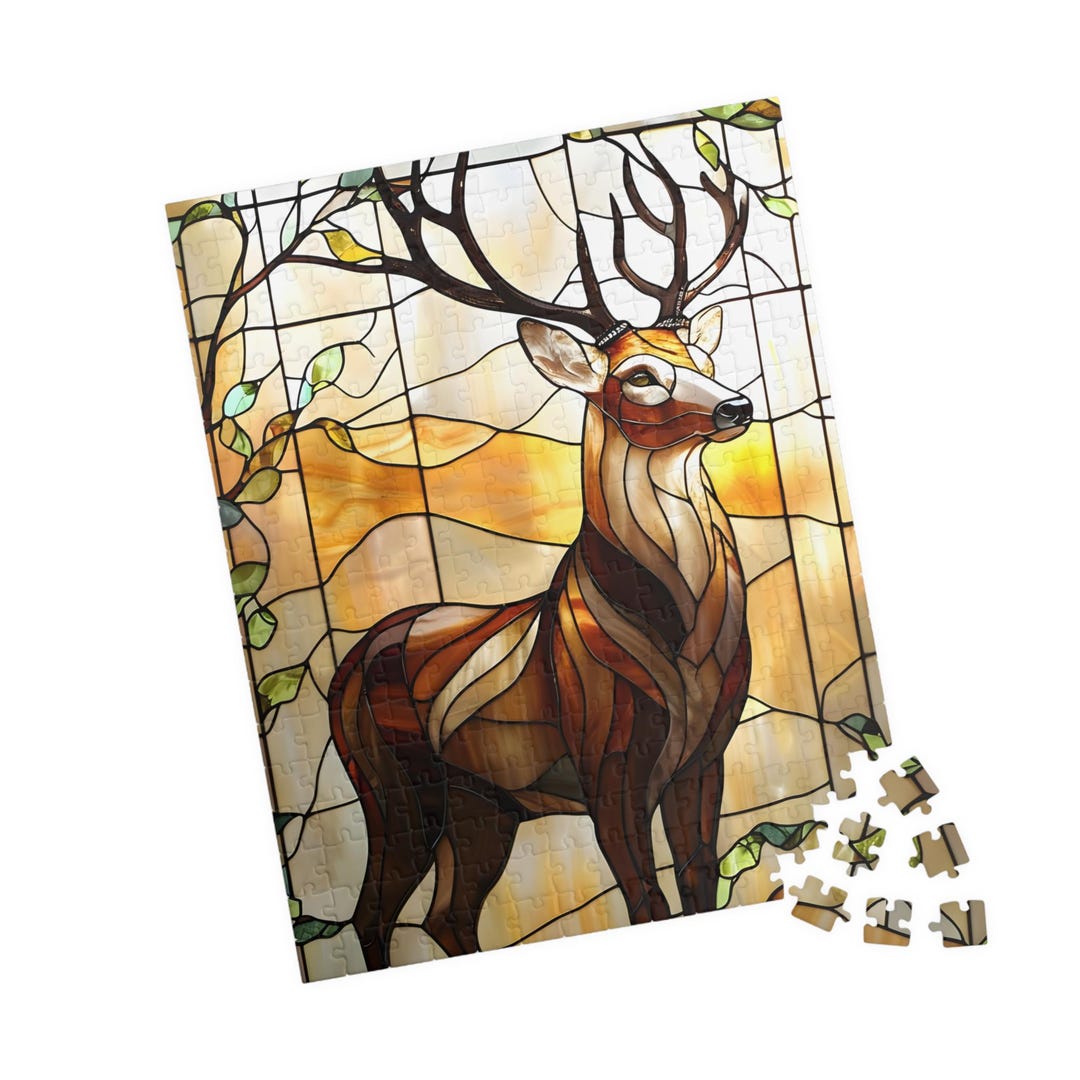 Stained Glass Style Stag Jigsaw Puzzle – Majestic Deer Art (100, 250 ...
