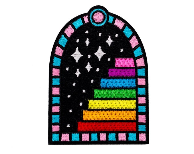 Rainbow Portal Patch. Pride Stair Portal Embroidered Iron on Patch ...