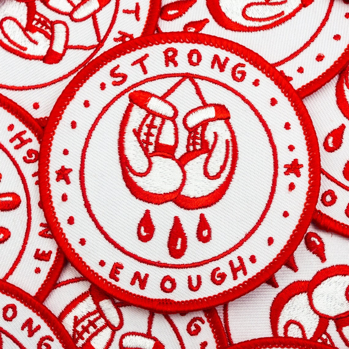 Strong Enough Patch. Boxing Gloves Embroidered Patch. Strength Courage ...