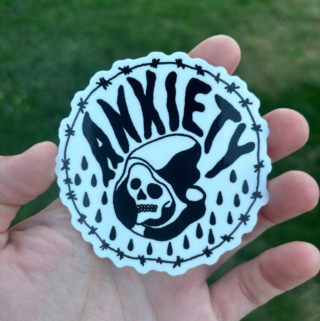 Anxiety Sticker. Grim Reaper Vinyl Decal. Mental Health Sticker. Skull ...
